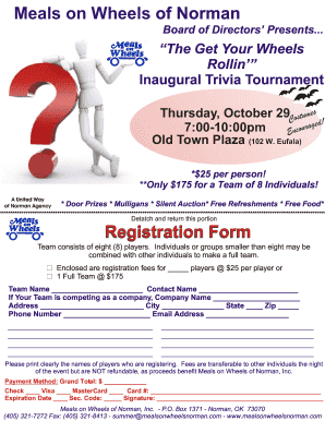 Fillable Online Registration form - Meals on Wheels Norman OK Fax Email ...