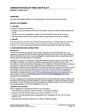 Fillable Online 2012 Updated - Administration of First Aid Policy.docx ...