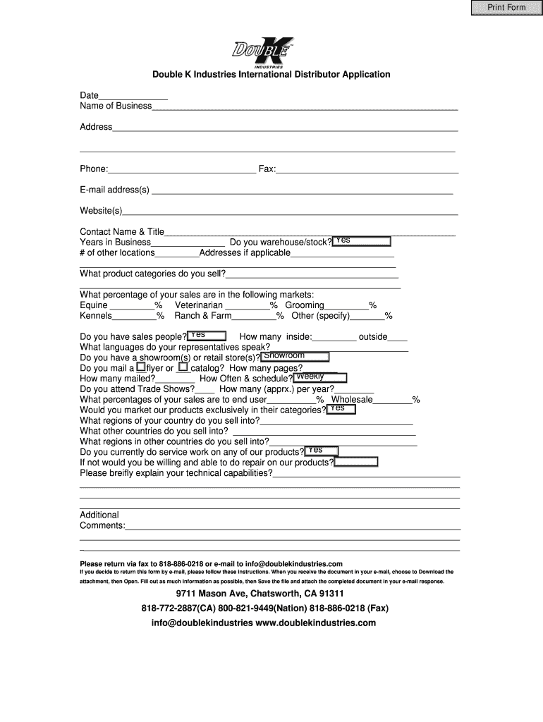 Fillable Online Prospective Distributor Questionnaire Fax Email Print ...