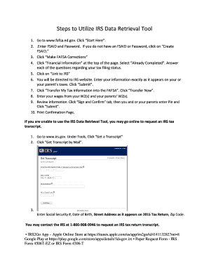 Fillable Online lbwcc Steps to Utilize IRS Data Retrieval Tool - lbwcc Fax Email Print - pdfFiller