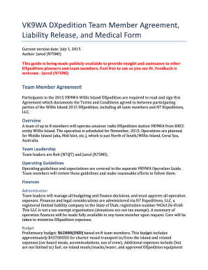 Fillable Online VK9WA DXpedition Team Member Agreementdocx Fax Email ...