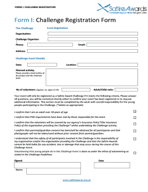Fillable Online vaperthshire Form I Challenge Registration Form ...