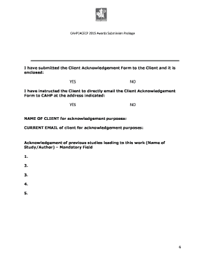 Fillable Online I have submitted the Client Acknowledgement Form to the ...