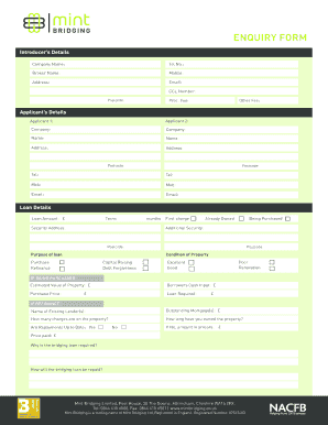 Fillable Online mintbridging co ENQUIRY FORM - Mint Bridging Fax Email ...