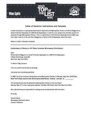 Fillable Online Letter of Donation Instructions and Template Fax Email ...