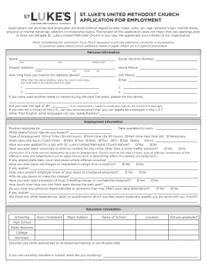 Fillable Online ST LUKES UNITED METHODIST CHURCH APPLICATION FOR ...