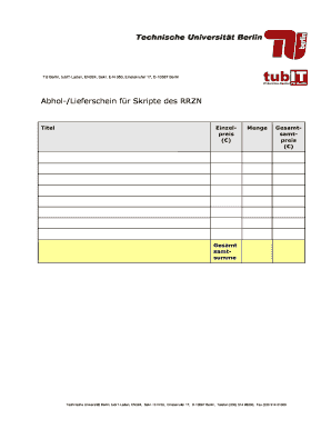 Ausfüllbar Online Abholschein Skripte - tubIT - TU Berlin Fax Email ...