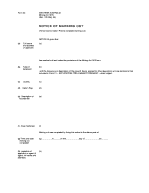 Fillable Online dmp wa gov BForm 20b Notice of Marking Out Fax Email ...