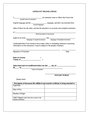 Fillable Online AFFIDAVIT TRANSLATIONS - Linker Loan Signings Fax Email ...