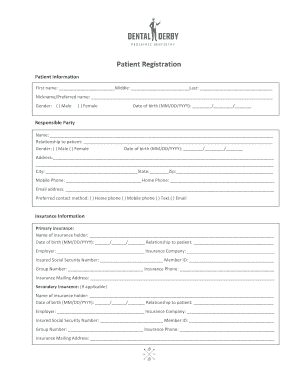 Fillable Online Patient Registration Patient Information First name: Middle: Last: Nickname ...