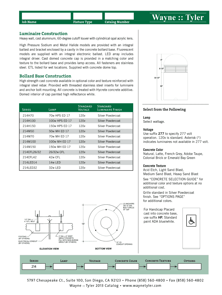 Fillable Online 214 Series Catalog Sheet - Wayne Tyler Fax Email Print ...