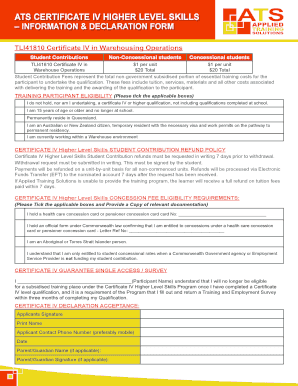 Fillable Online ATS Higher Level Certificate Declaration form-updated ...