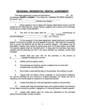Fillable Online SEASONAL RESIDENTIAL RENTAL AGREEMENT - rent2relax.com ...