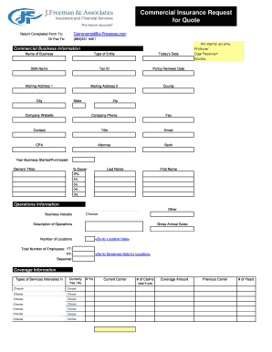 Fillable Online Commercial Quote Form - JbFreemanb Fax Email Print ...