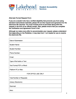 Fillable Online Alternate Format Request bFormb Fax Email Print - pdfFiller