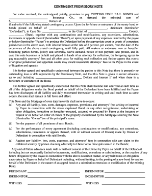 Fillable Online Contingent promissory note - Cutting Edge Bail Bonds ...