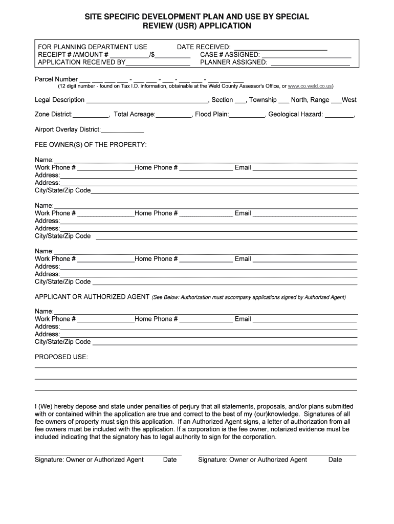 Fillable Online co weld co SITE SPECIFIC DEVELOPMENT PLAN AND USE BY ...