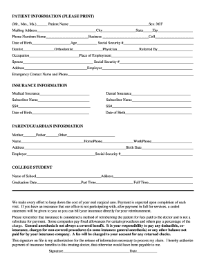 Fillable Online PATIENT INFORMATION PLEASE PRINT - Callahan Fax Email ...