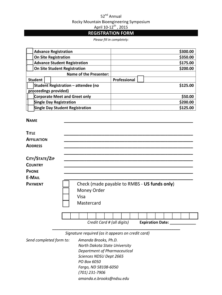Fillable Online rmbsinc 2015 reigstration - Rocky Mountain Bioengineering Symposium Inc. Fax ...