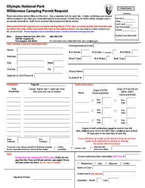 Fillable Online nps Olympic National Park Wilderness Camping Permit ...