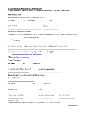 Fillable Online csuchico Vendor Access Request Form.pdf - CSU, Chico Fax Email Print - pdfFiller