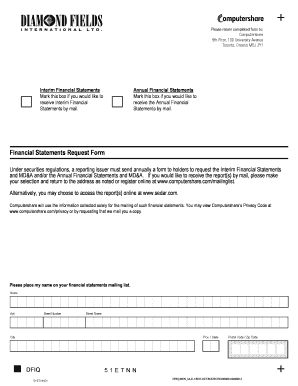 Fillable Online Financial Statements Request Form - Diamond Fields Fax ...