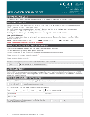 Fillable Online Application for an borderb - Victorian Civil and ...