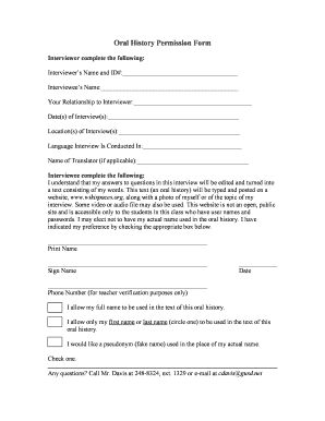 Fillable Online clarkhumanities Oral History Permission Form - Clark ...