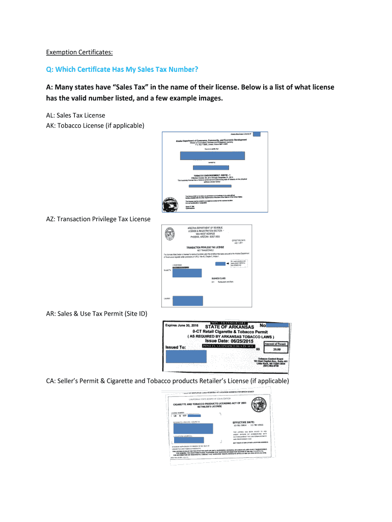 Fillable Online Exemption Certificates: Fax Email Print - pdfFiller