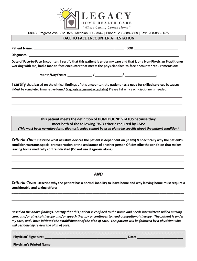 Fillable Online Download Face-to-Face Encounter Attestation Form Fax ...