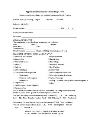 Fillable Online Appointment Request and Clinical Triage bForm Divisionb ...