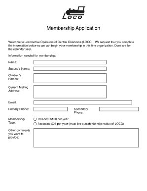 Fillable Online locotrains Membership Application - Locomotive ...