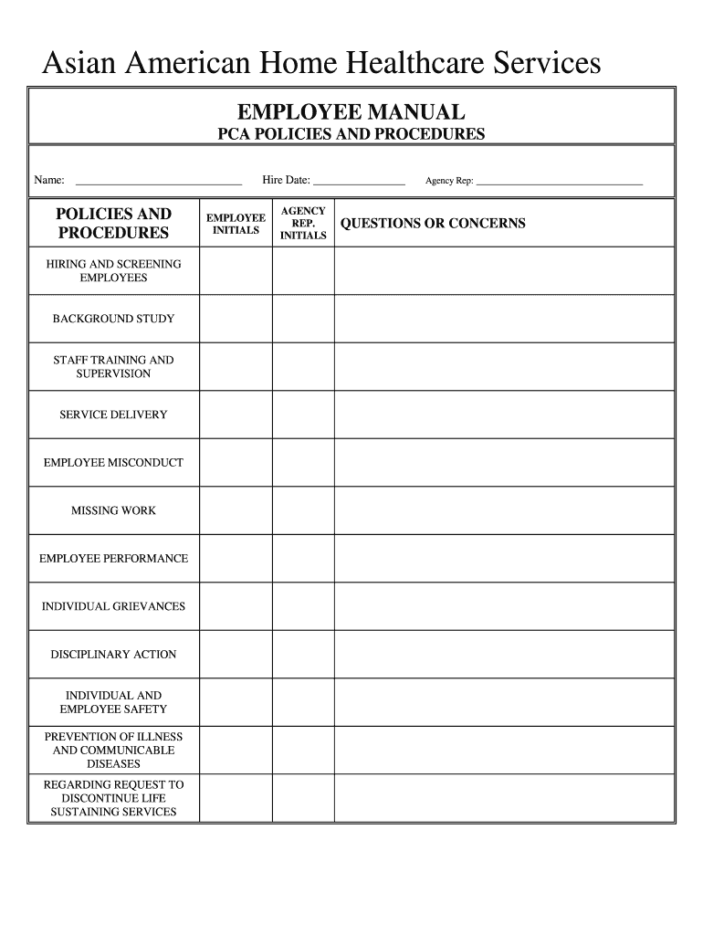 Fillable Online PCA Manual - Asian American Home Health Care Services ...