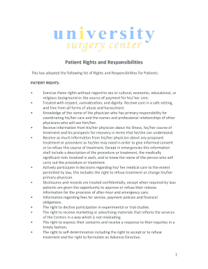 Fillable Online Patient Rights and Responsibilities - University ...