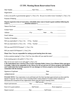 Fillable Online culver lib in CUTPL Meeting Room Reservation Form ...