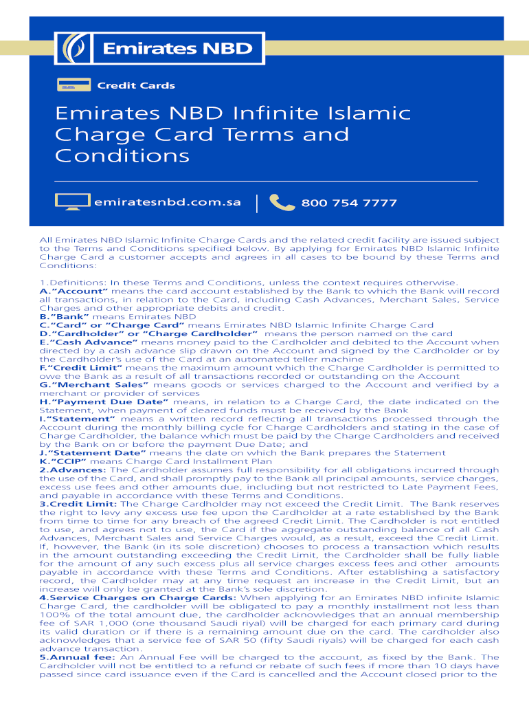 Fillable Online Emirates NBD Infinite Islamic Fax Email Print - pdfFiller