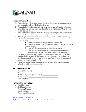 Fillable Online Referral Guidelines Your Information Referral Information Fax Email Print ...