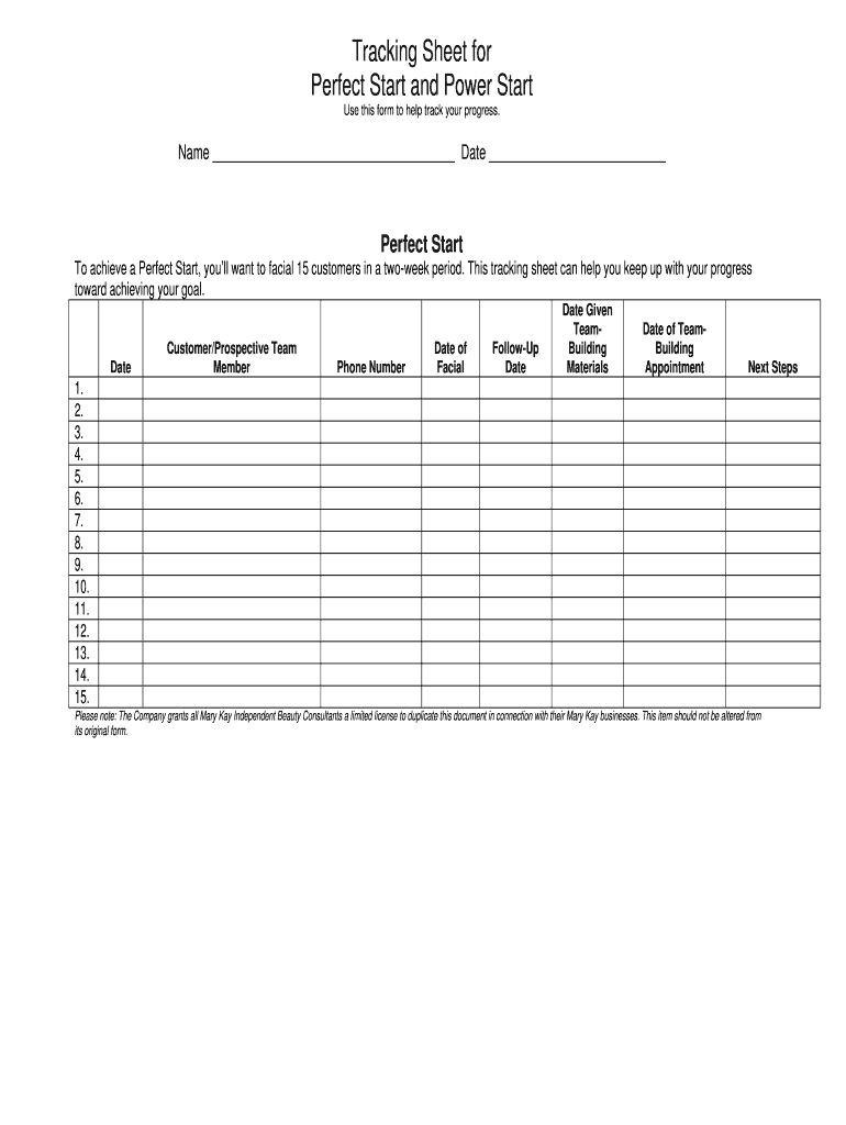 Fillable Online Perfect-Power Start Trackingdoc Fax Email Print - pdfFiller