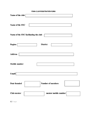 Fillable Online kaributanzania or FEMA CLUB REGISTRATION FORM ...