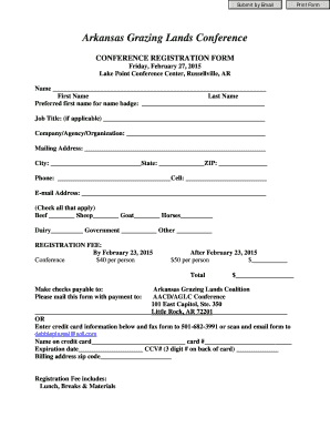 Fillable Online 2015 AGLC Conference Registration (PDF) - Arkansas ...