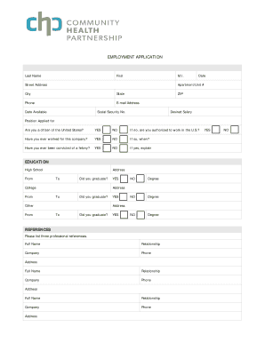 Fillable Online ppchp Save the CHP employment application to your ...