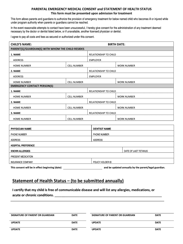 Fillable Online prince pvt k12 ia Statement of Health Status to be ...