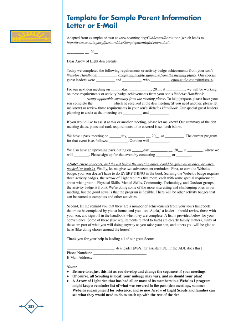 Fillable Online Template for Sample Parent Information Fax Email Print ...