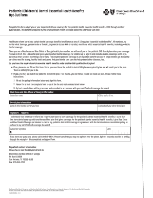 Fillable Online BDentalb Essential Health Benefits Opt-Out bFormb ...