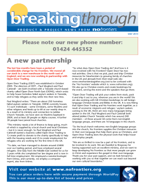 Fillable Online nofrontiers A new partnership - No Frontiers ...