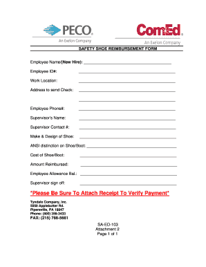 Fillable Online Tyndale shoe reimbursement form - IBEW Local 614 Fax ...