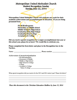 Fillable Online metropolitanumc Student Recognition Form - Metropolitan ...
