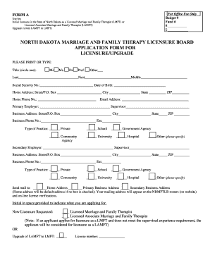 Fillable Online ndmftlb MFT Form A Licenses and Licensing Information ...