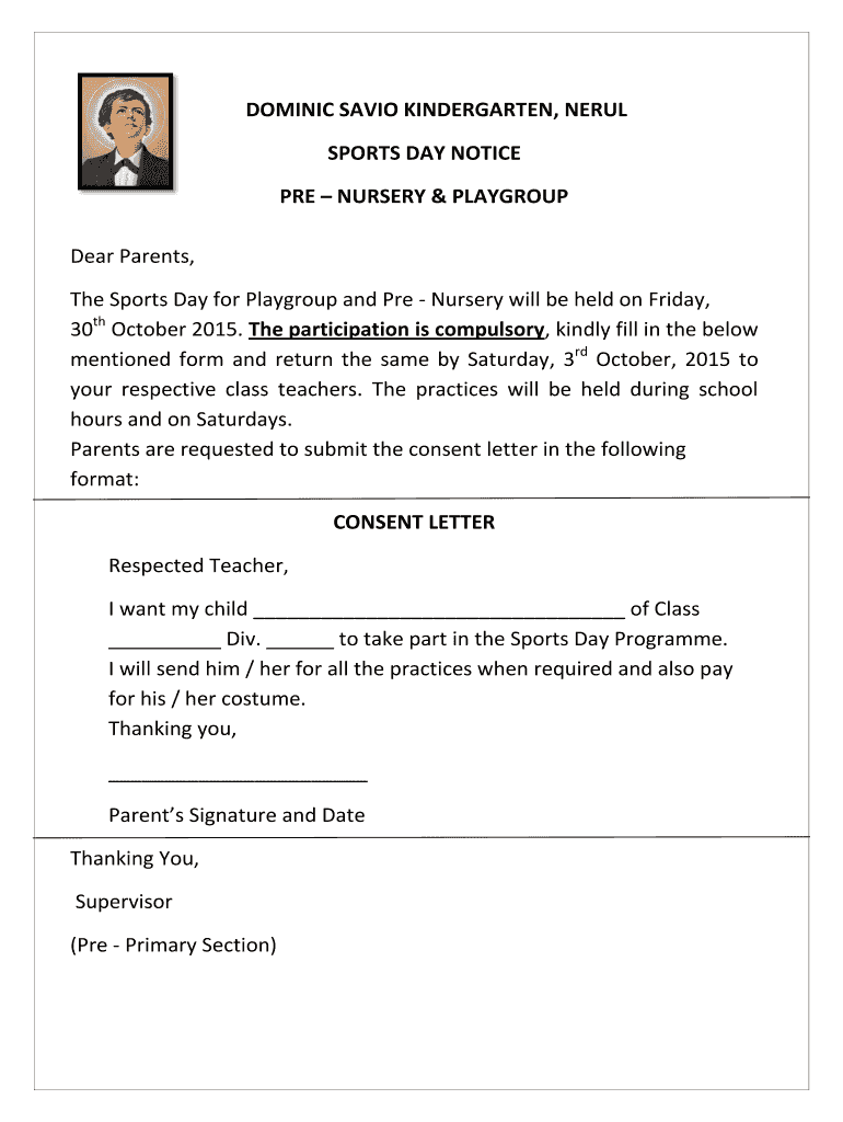 Notice On Sports Day - Fill Online, Printable, Fillable, Blank | pdfFiller