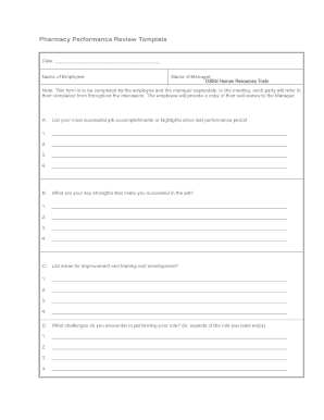 Fillable Online Pharmacy Performance Review Template Fax Email Print ...